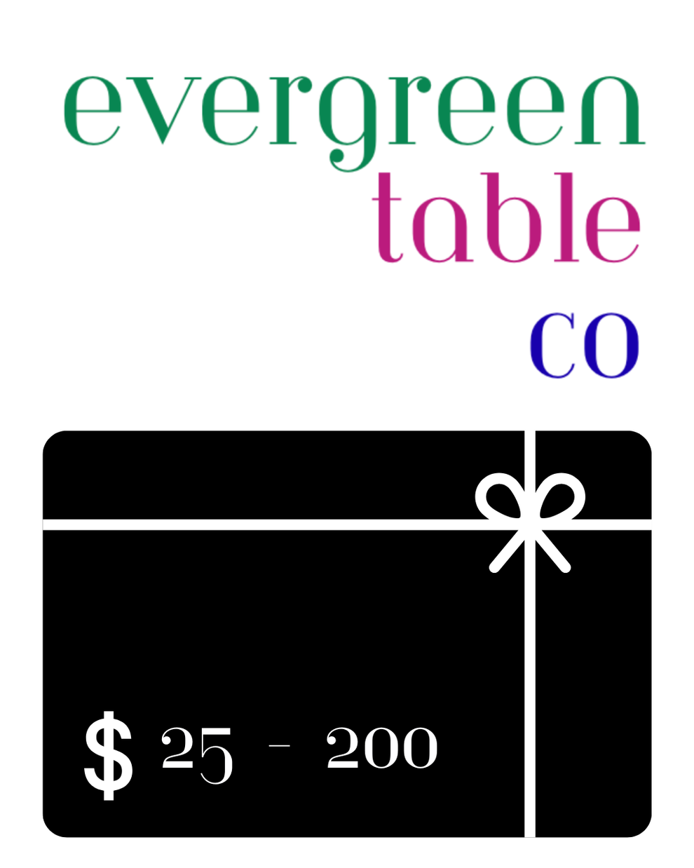 Delivery information – Evergreen Table